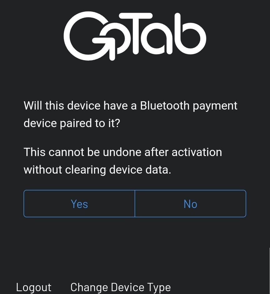 Activate GoTab POS as Terminal